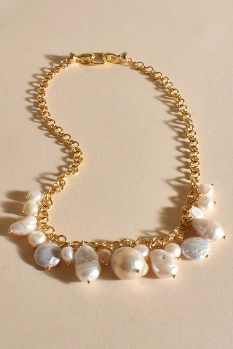 ADORNE ACCESSORIES Addie Organic Pearl Necklace Cream Gold – Smoke ...