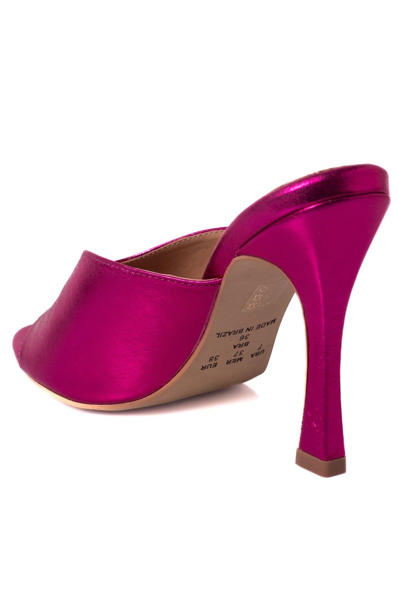 BRAZILIO KL5510001 Bowie Mule Heels - Metallic Fuchsia Pink SALE ...