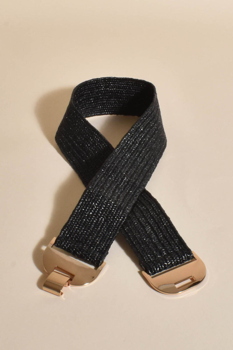 ADORNE ACCESSORIES Metal Clasp Front Stretch Belt - Black – Smoke ...