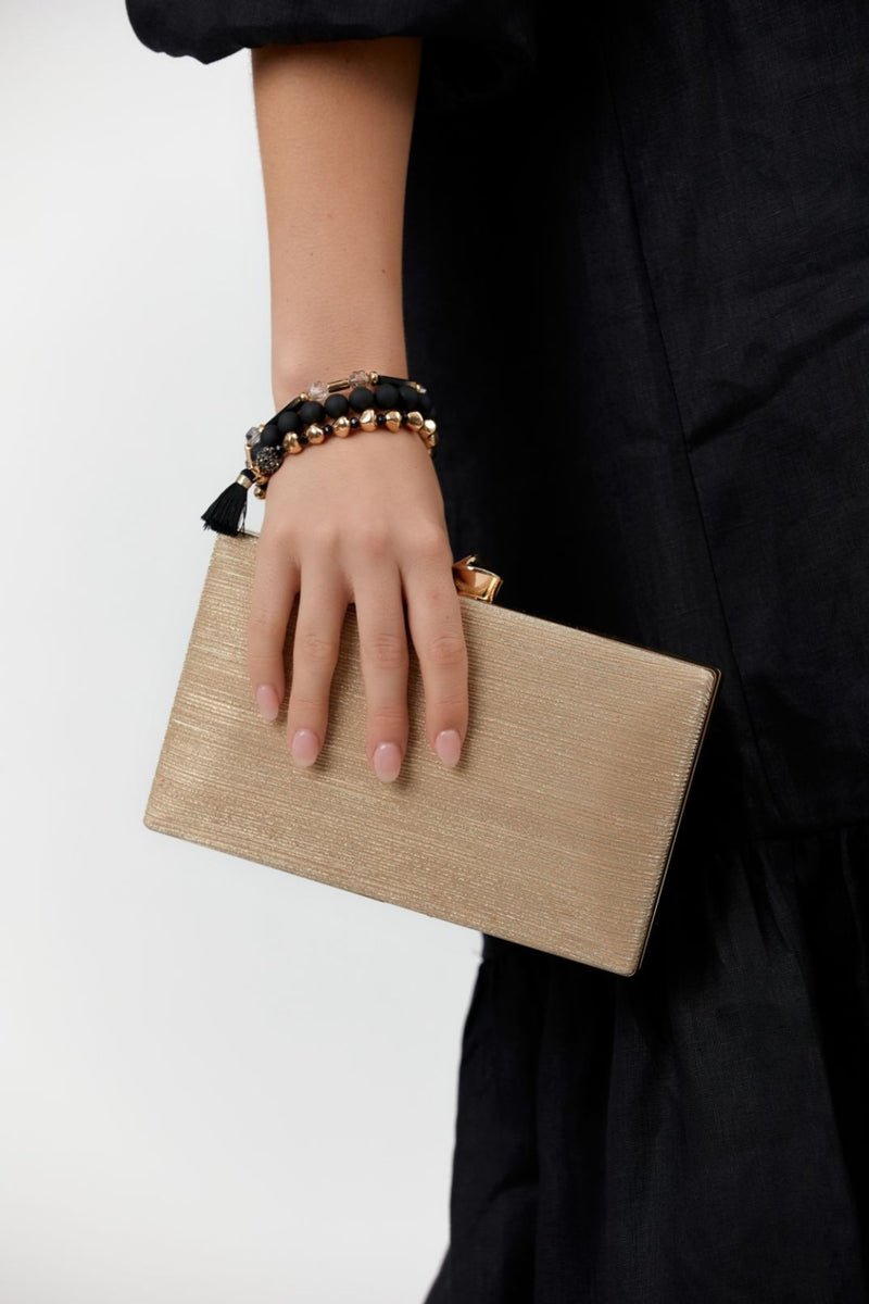 ADORNE ACCESSORIES Anahi Bobble Top Rectangle Structured Clutch Black ...