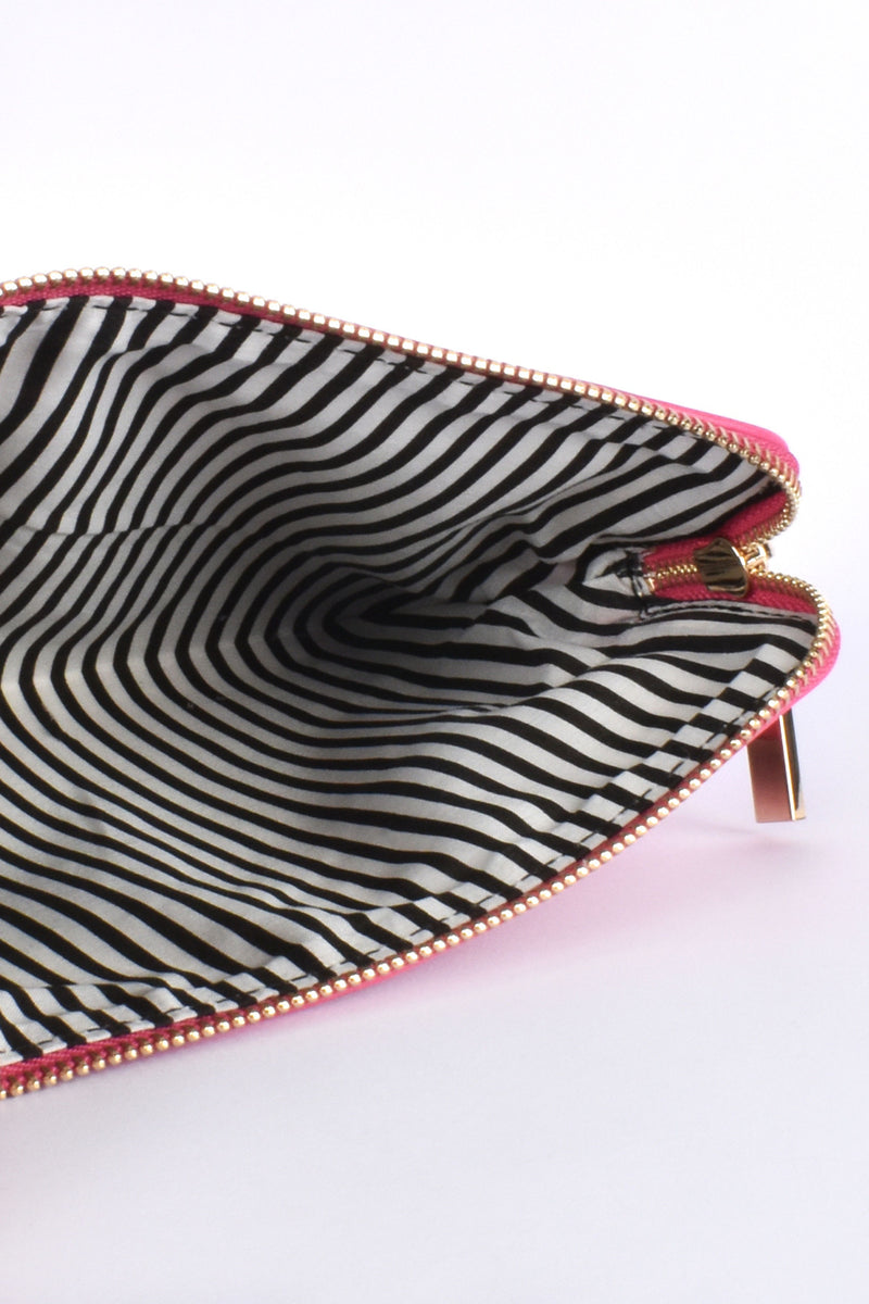ADORNE ACCESSORIES Becca Stitch Detail Corner Zip Pouch Hot Pink ...