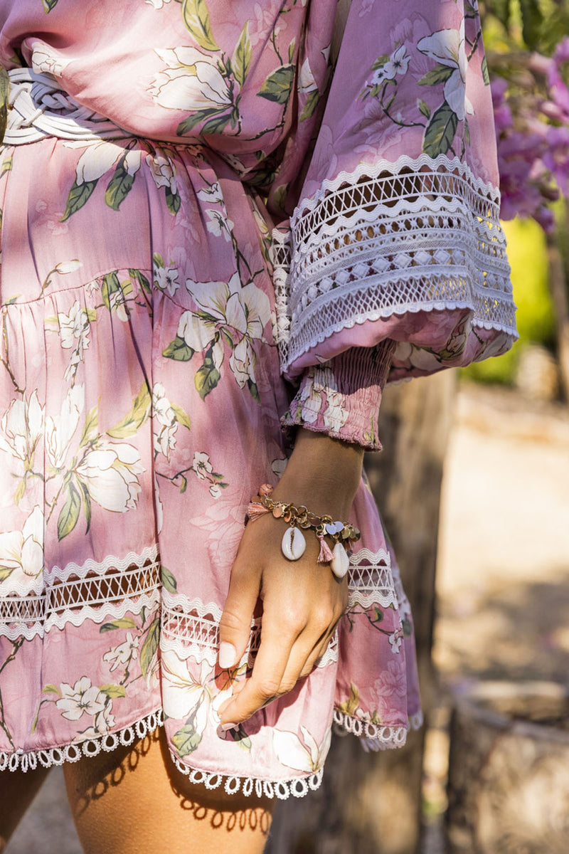 MISS JUNE PARIS CH52 Blooming Mini Smock Dress - Pink Floral – Smoke ...