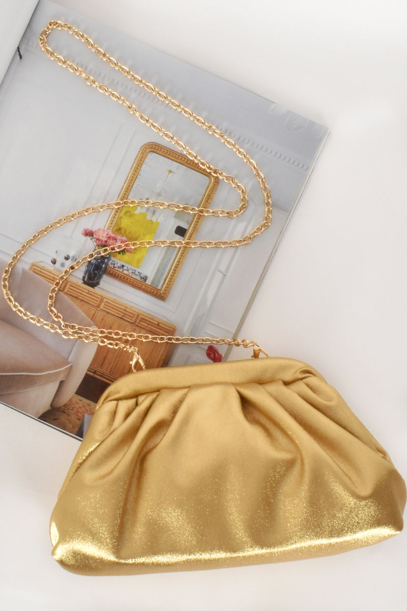 ADORNE ACCESSORIES Briella Pleat Frame Clutch Bag - Gold – Smoke ...