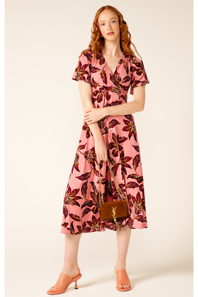 SACHA DRAKE Butterfly Brooch Jersey Midi Dress - Pink Ruby Lily – Smoke ...