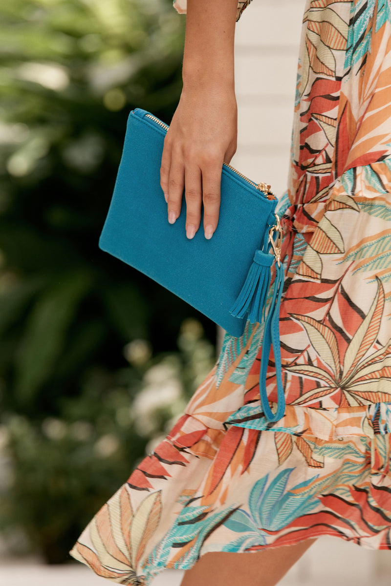 ADORNE ACCESSORIES Delilah Faux Suede Pouch Clutch - Blue – Smoke ...