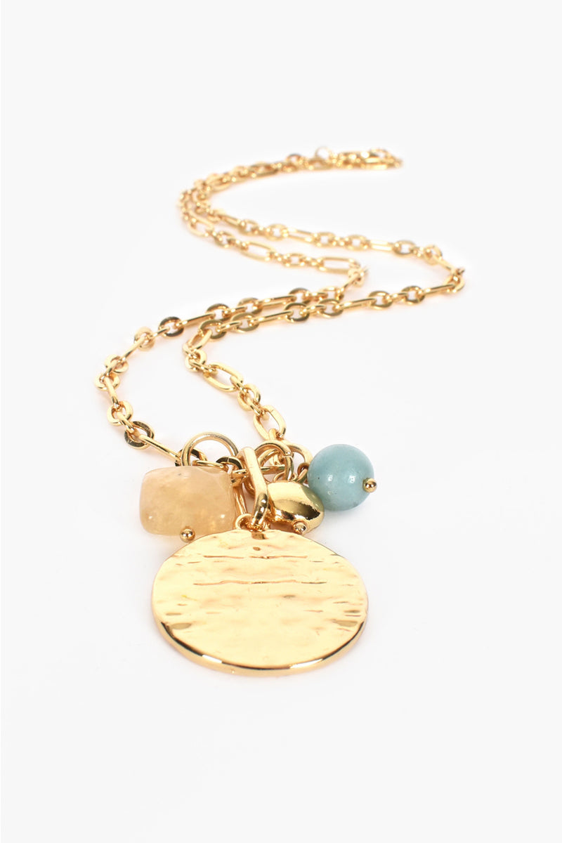 ADORNE ACCESSORIES Disc Stone Cluster Necklace - Mint Gold – Smoke ...