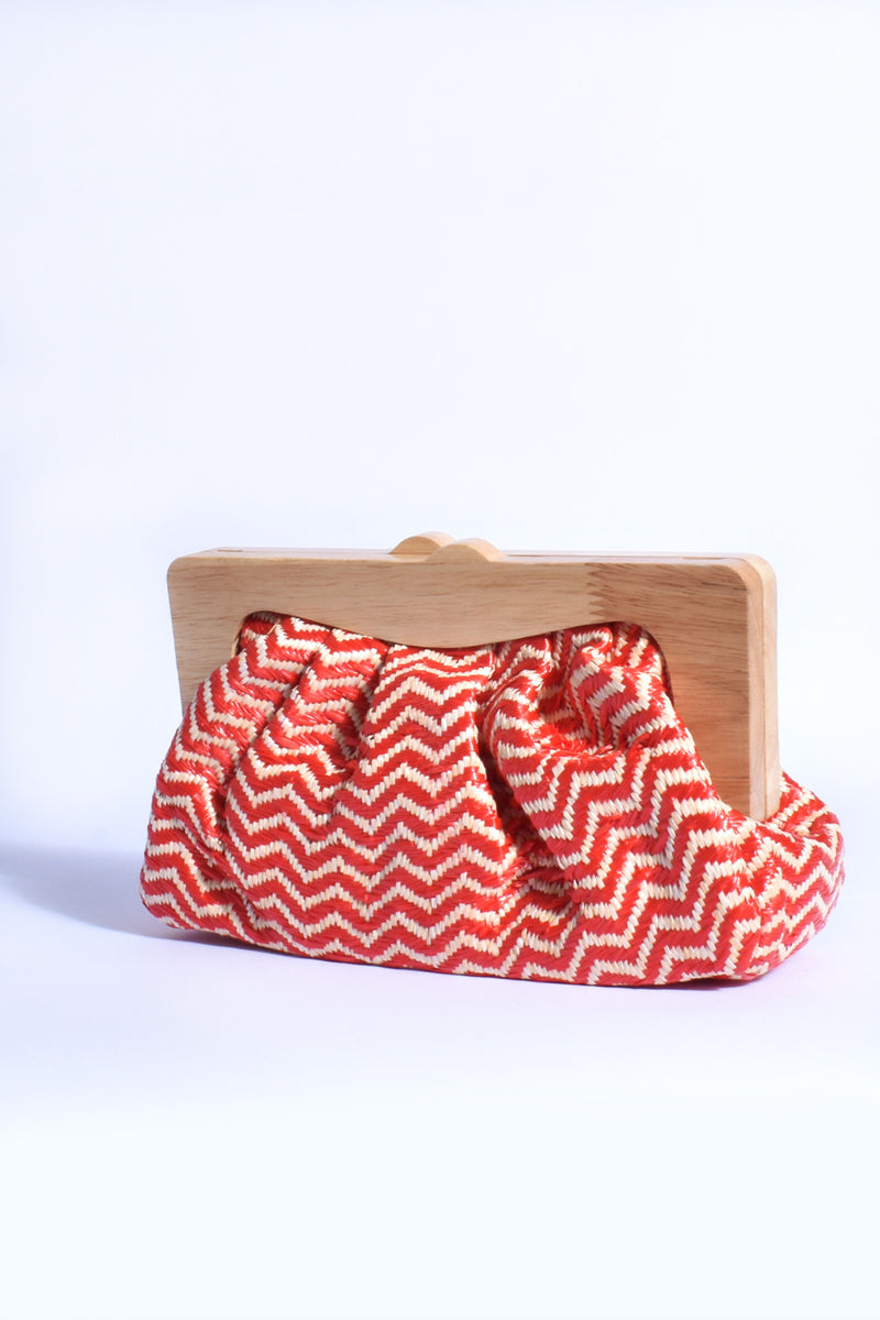 ADORNE ACCESSORIES Megan Timber Frame Pleat Clutch Red Natural – Smoke ...