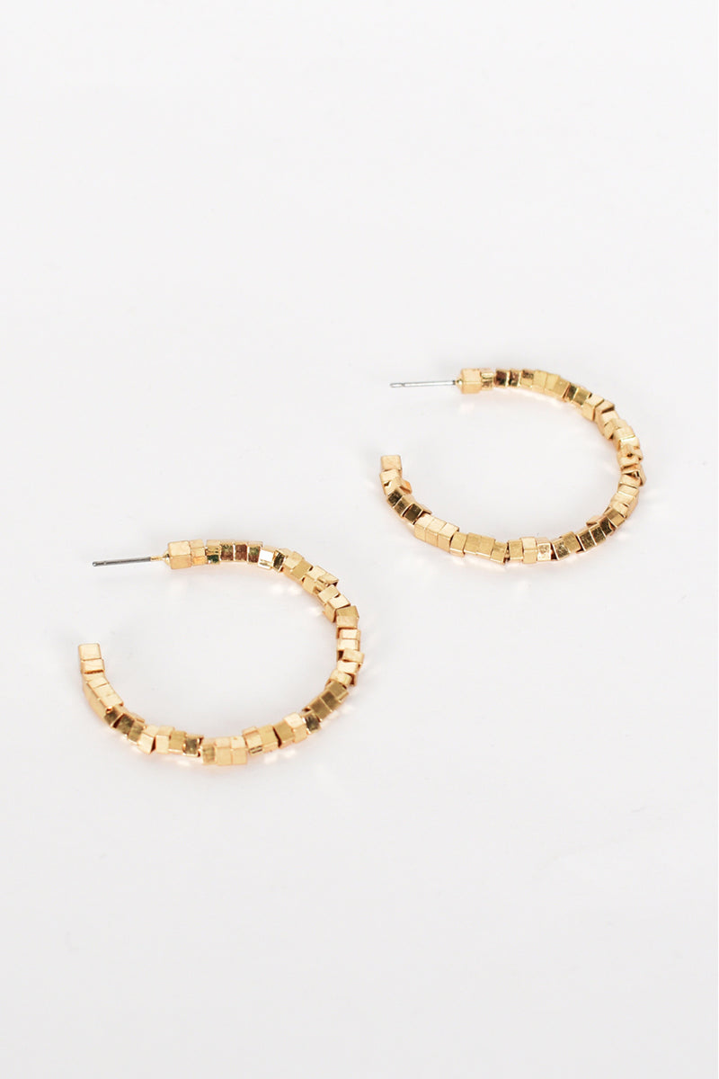 ADORNE ACCESSORIES Mini Metal Cubes Hoop Earring - Gold – Smoke ...