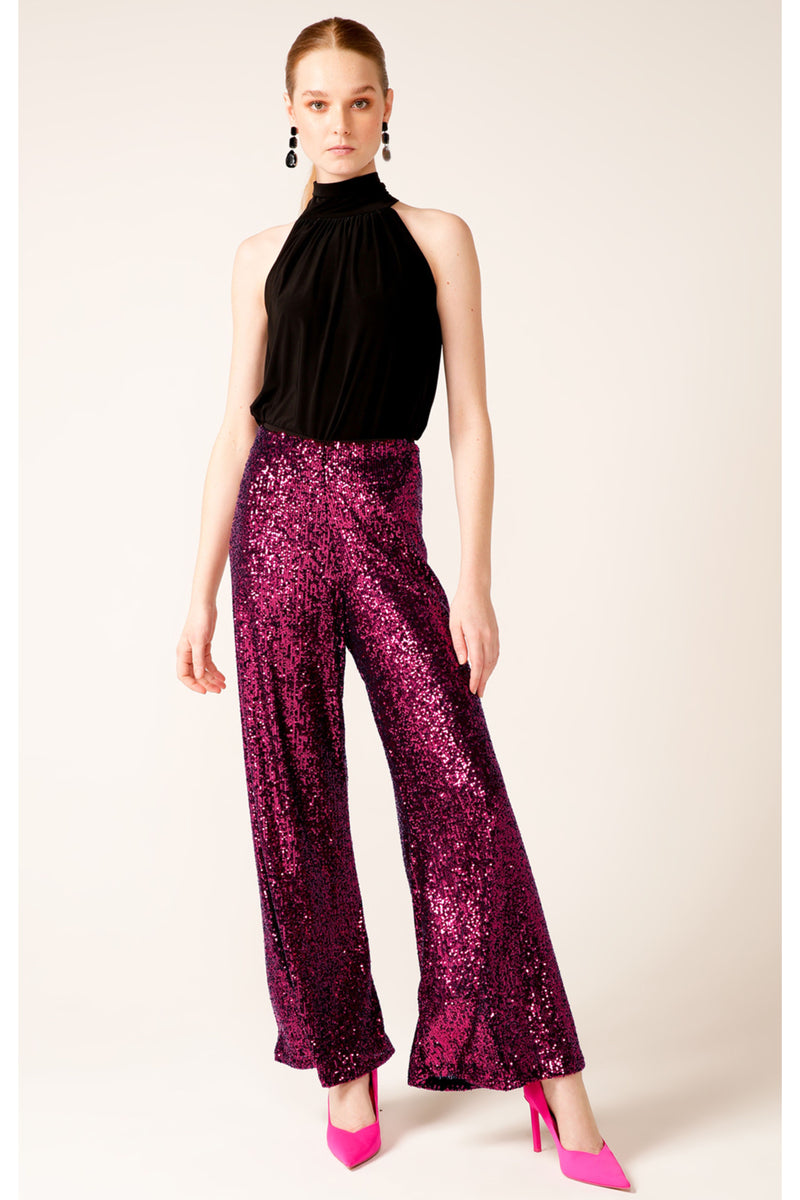 SACHA DRAKE STOCKIST Sequin Palazzo Pant - Fuchsia Pink – Smoke ...