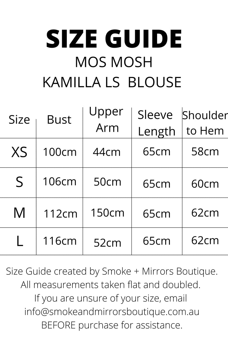 MOS MOSH AUSTRALIA AND NZ Kamilla L/S Blouse - Gold – Smoke & Mirrors ...